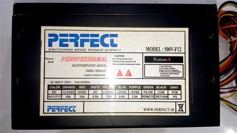 خرید و قیمت پاور Perfect 500V-F12 فن بزرگ 24 پین | ترب