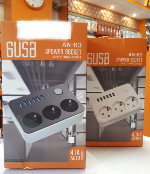 خرید و قیمت 3 راهی برق با 6 پورت usb محافظ برق مدل an63 | ترب