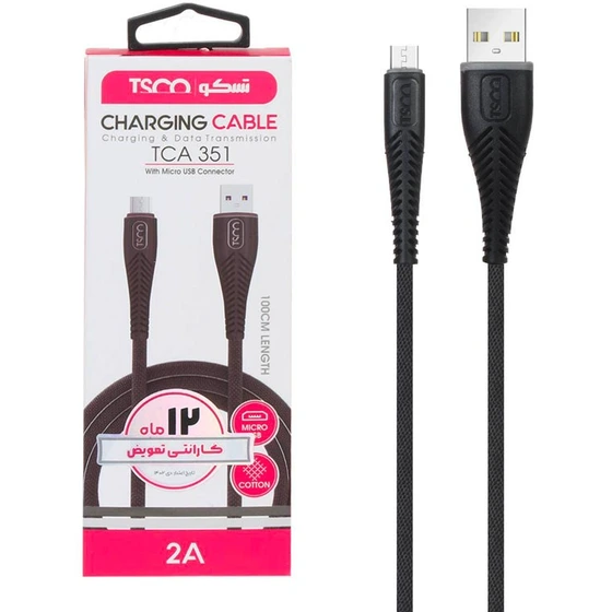 خرید و قیمت کابل شارژ تسکو Tsco مدل TCA 351 رنگ مشکی | ترب