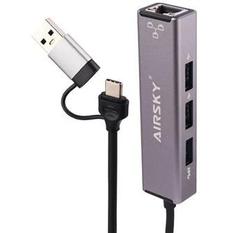 خرید و قیمت هاب 3پورت USB3Type-C و مبدل شبکه Airsky HC 78 | ترب