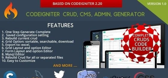 خرید و قیمت دانلود اسکریپت Codeigniter CMS – CRUD Builder – Administrator | ترب