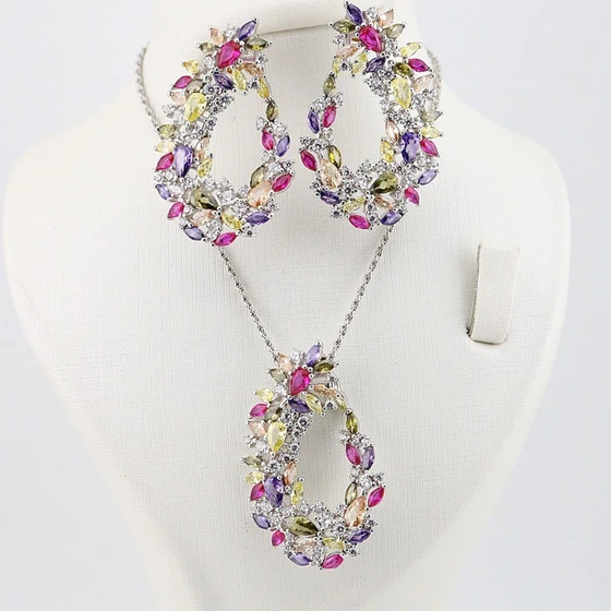 خرید و قیمت نیم ست نقره طرح جواهر MK9022 | ترب