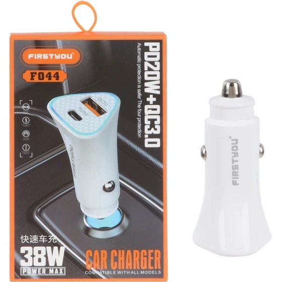 خرید و قیمت شارژر فندکی 2 پورت یک پورت PD فست Firstyou F044 30W | ترب