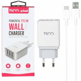 خرید و قیمت شارژر دیواری 15 وات سه پورت تسکو مدل TTC 59 به همراه کابل تبدیلUSB-C | ترب