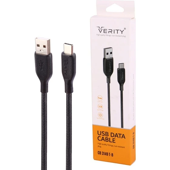 خرید و قیمت کابل تایپ سی فست شارژ Verity CB-3148T 1m | ترب