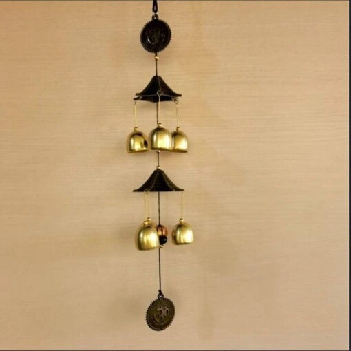 خرید و قیمت بادزنگ فلزی وارداتی6شاخه بادزنگ برنجی اصل اویز زنگوله برنجی ...