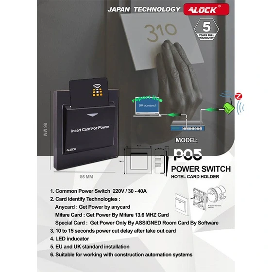 خرید و قیمت پاورسوییچ هتلی آنلاین ALOCK مدل P05 | ترب