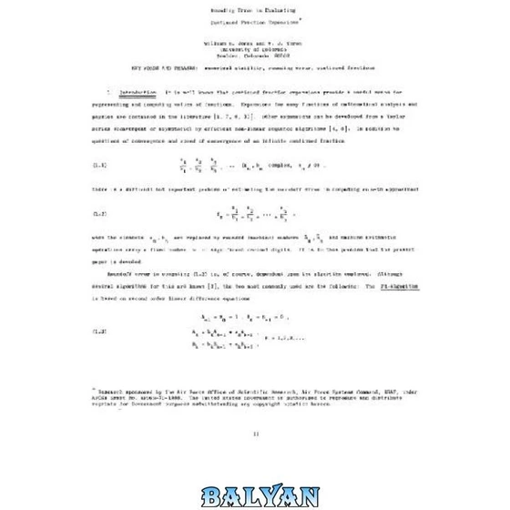 خرید و قیمت دانلود کتاب Rounding Error In Continued Fractions ترب