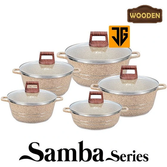 خرید و قیمت سرویس قابلمه گرانیتی 10 پارچه زیو مدل Z-7105 طرح سامبا | ترب