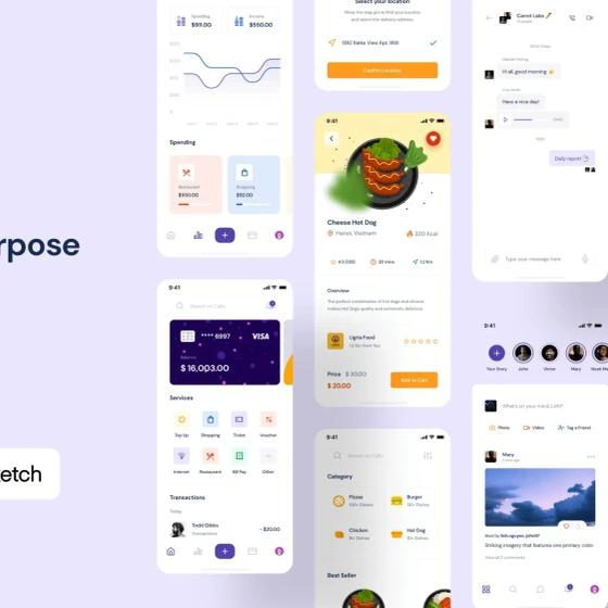 خرید و قیمت دانلود پروژه لایه باز فیگما و یو آی کیت CaBu Multi-Purpose iOS UI Kit | ترب