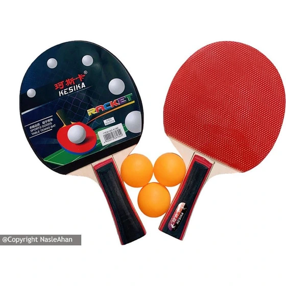 خرید و قیمت راکت پینگ پنگ مدل KESIKA بسته دو عددی به همراه 3 عدد توپ تک ...