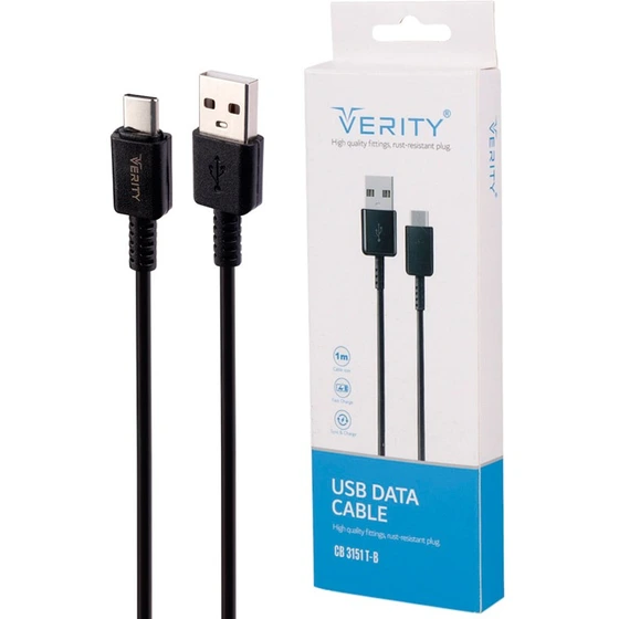 خرید و قیمت کابل تایپ سی فست شارژ Verity CB 3151T 1m | ترب