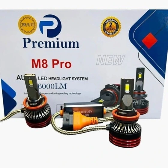 خرید و قیمت هدلایت M8 pro Premium با توان 70 وات واقعی تمامی پایه های H7 و H1 و H4 دو عدد لامپ ...