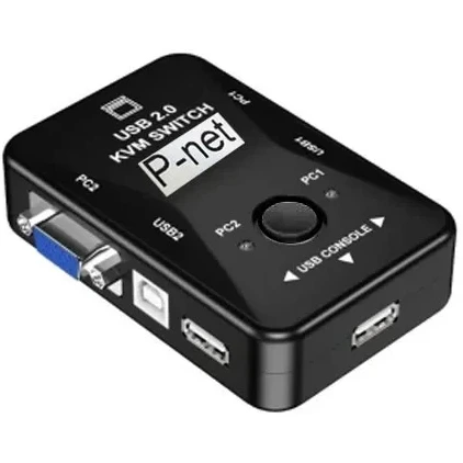 خرید و قیمت KVM کی وی ام 2 پورت USB 2.0 دستی PNET پی نت مدل KVM SWITCH | ترب