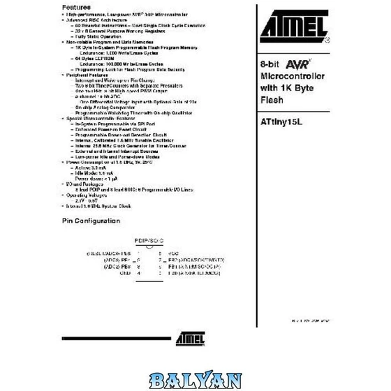 خرید و قیمت دانلود کتاب 8 Bit Avr Microcontroller With 1К Byte Flash Attiny15l ترب