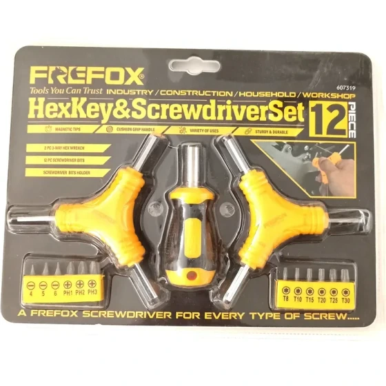 خرید و قیمت ست دوازده پارچه پیچ گوشتی و آلن سه پر FreFox | ترب