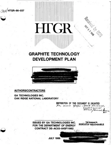 خرید و قیمت دانلود کتاب HTGR - Graphite Technology Development Plan ...