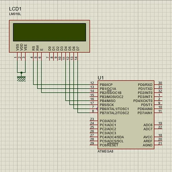 خرید و قیمت پروژه نمایش متن متحرک بر روی ال سی دی LM016L با نرم افزار کدویژن و شبیه ساز پروتئوس ...