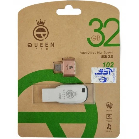خرید و قیمت فلش QUEEN TECH مدل 102 32 گیگابایت به همراه تبدیل OTG MICRO | ترب