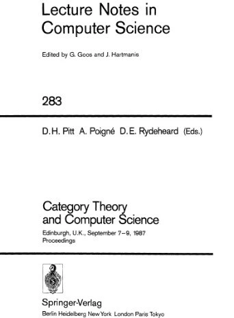 خرید و قیمت دانلود کتاب Category Theory and Computer Science: Edinburgh ...