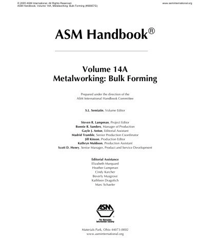 خرید و قیمت دانلود کتاب Asm Handbook: Volume 14A: Metalworking : Bulk Forming (ASM Handbook ...
