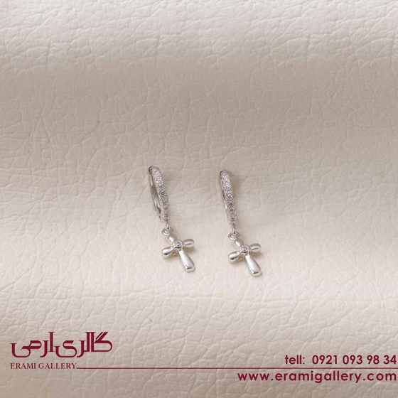 خرید و قیمت گوشواره نقره آویز طرح صلیب ES_5264 | ترب