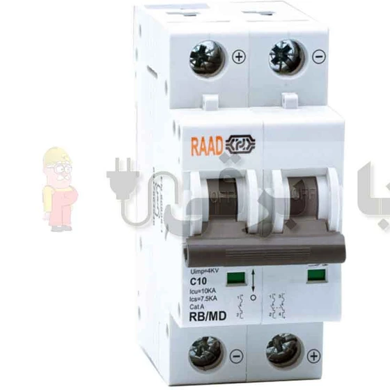 خرید و قیمت کلید مینیاتوری 2 پل 10 آمپر RB-MD-2P-C10-6kA رعد | ترب