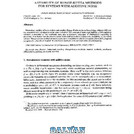 خرید و قیمت دانلود کتاب A -stability of Runge-Kutta methods for systems with additive noise ا ...