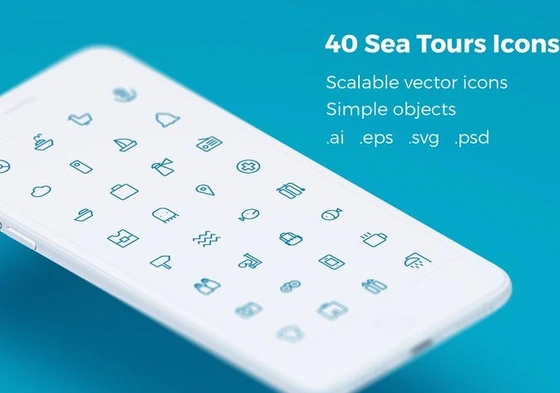 خرید و قیمت طرح لایه باز ست آیکون رزرواسیون تورهای دریایی Sea Tours ...