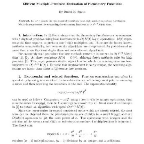 خرید و قیمت دانلود کتاب Efficient evaluation of elementary functions((MComp89) ا ارزیابی کارآمد ...