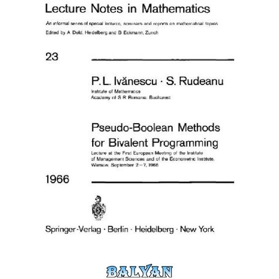 خرید و قیمت دانلود کتاب Pseudo-Boolean Methods for Bivalent Programming ...