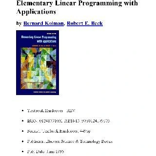 خرید و قیمت دانلود کتاب Elementary Linear Programming with Applications ...