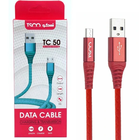 خرید و قیمت کابل میکرو یو اس بی TSCO TC 50 2.1A 1m(گارانتی تعویض سه ماهه) | ترب