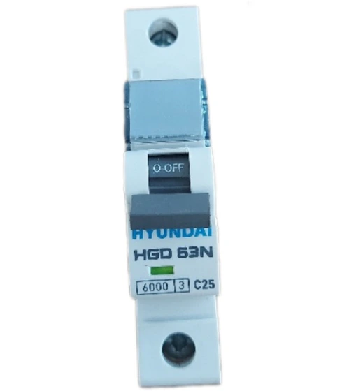 خرید و قیمت فیوز مینیاتوری تکفاز 25 آمپر هیوندای مدل HGD 63N 6KA C25 فیوز مینیاتوری تک پل 25 ...