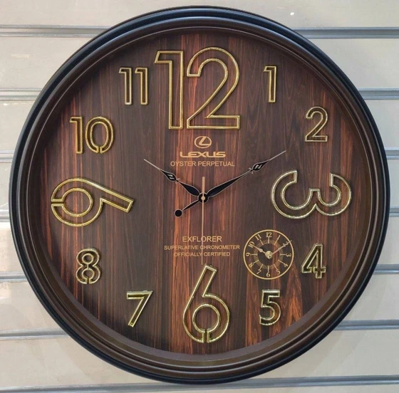خرید و قیمت ساعت دیواری لکسوس NX_دوموتوره اعداد آبکاری - قهوه ای ا Wall ...