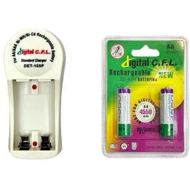 خرید و قیمت شارژر باتری سی.اف.ال مدل DET-105P به همراه 2 عدد باتری قلمی قابل شارژ سی اف ال | ترب