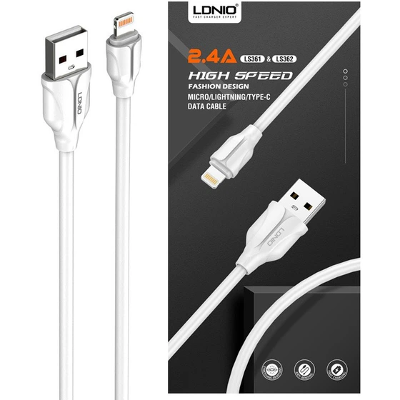 خرید و قیمت کابل آیفونی فست شارژ Ldnio LS-361 2.4A 1m | ترب