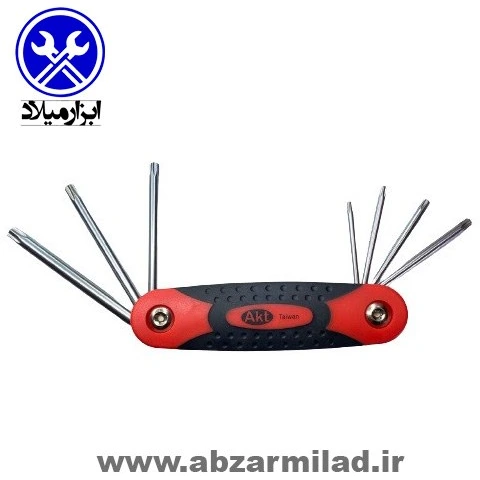 خرید و قیمت آلن چاقویی ستاره‌ای سوراخ دار 7 عددی بدنه آلومینیومی AKT | ترب