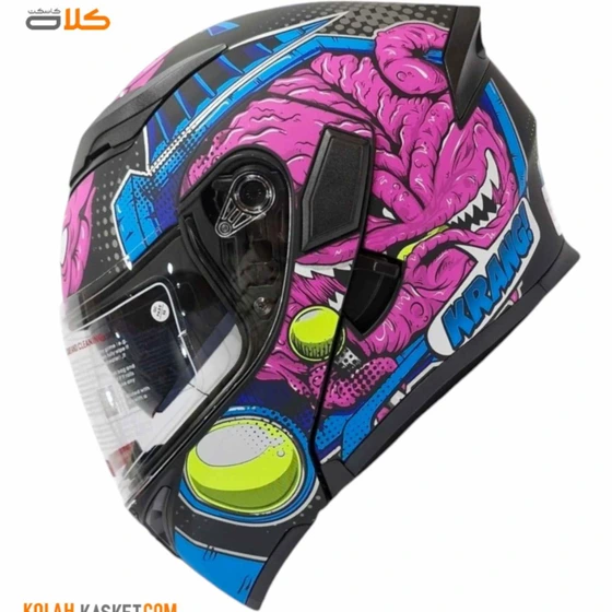 خرید و قیمت کلاه کاسکت فک متحرک DA1 مدل 102 طرح pink brain | ترب