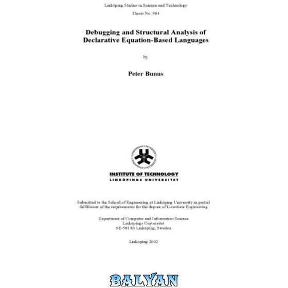 خرید و قیمت دانلود کتاب Debugging And Structural Analysis Of Declarative Equation Based