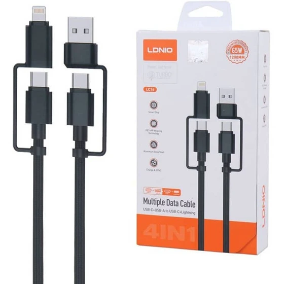 خرید و قیمت کابل توربو شارژ دو سر تایپ سی LDNIO LC-16C 65W | ترب
