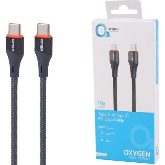 خرید و قیمت کابل تبدیل فست شارژ Oxygen LX-15 Type-C to Type-C PD 60W 1m | ترب