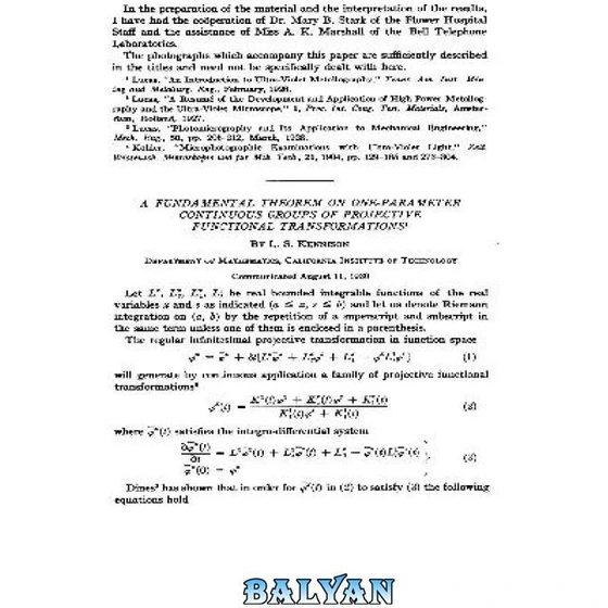 خرید و قیمت دانلود کتاب A Fundamental Theorem on One-Parameter Continuous Groups of Projective ...