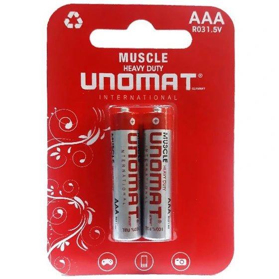 خرید و قیمت باطری نیم قلم 2 تایی کارتی UNOMAT | ترب