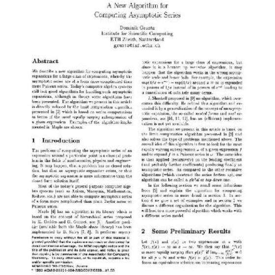 خرید و قیمت دانلود کتاب New Algorithm For Computing Asymptotic Series ترب