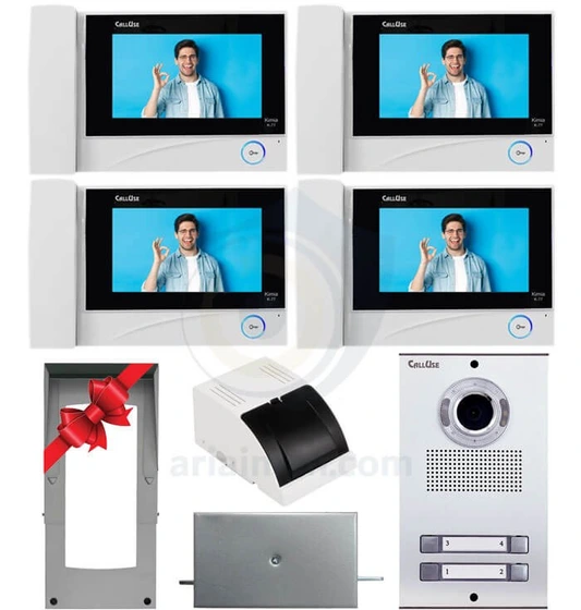 خرید و قیمت پکیج کامل آیفون تصویری 4 واحدی کالیوز CU-K77 | ترب