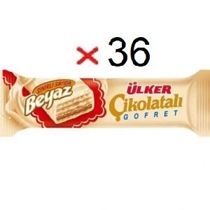 خرید و قیمت ویفر شکلاتی اولکر با روکش شکلات سفید 36 عددی Ulker Beyaz ...