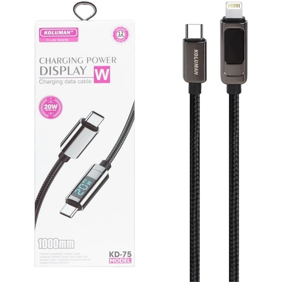 خرید و قیمت کابل شارژ آیفون Type-C to Lightning کلومن Koluman اورجینال مدل KD-75 فست شارژ 5A ...