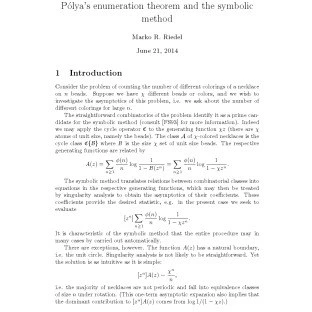 خرید و قیمت دانلود کتاب Pólya’s enumeration theorem and the symbolic method 2014 | ترب