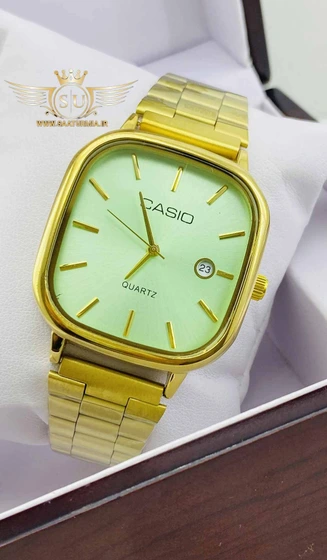 خرید و قیمت ساعت کاسیو 4 گوش طلایی صفحه فیروزه ای CASIO A963 | ترب